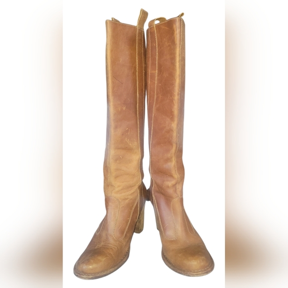 Frye | Shoes | Frye Villager Leather Tan Over The Knee Pull On Tall ...